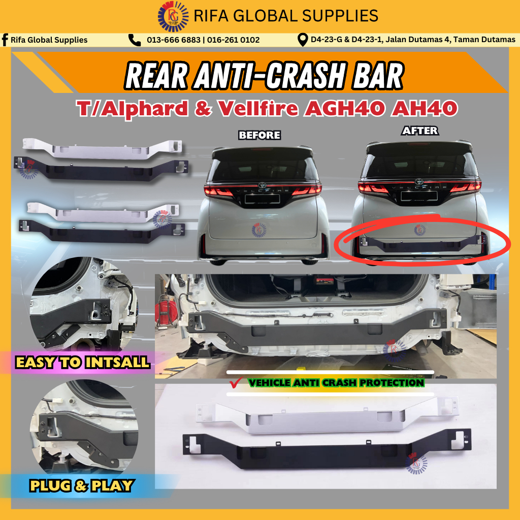 Toyota Alphard Vellfire 2024 AGH40 AH40 Rear Bumper Steel Material Anti ...