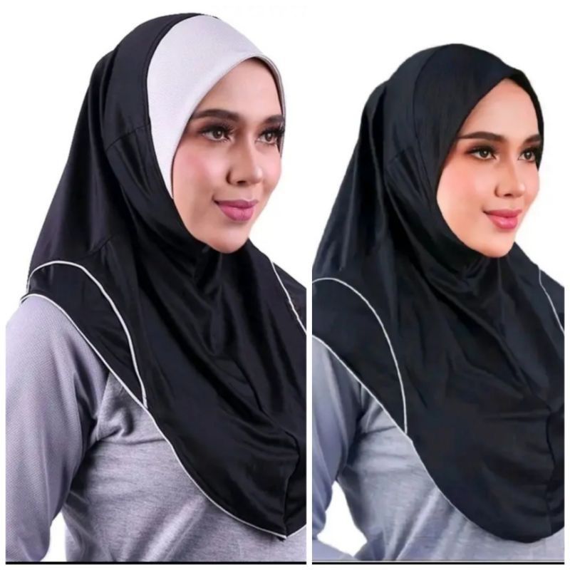 Sports Hijab B202/3 Tone Ibugarang(TUDUNG SUKAAN)Black/Maroon/Drak Grey ...