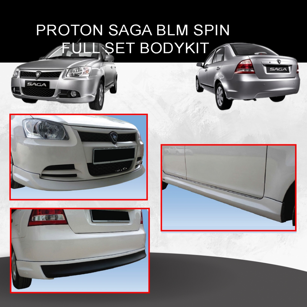 PROTON SAGA BLM SPIN STYLE FULL SET BODYKIT FRONT SKIRT,SIDE SKIRT,REAR ...