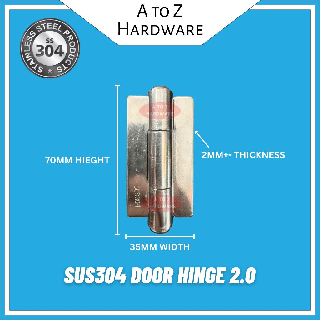 SUS 304 STAINLESS STEEL WELDING DOOR HINGE 2.0 [AtoZ] | Shopee Malaysia