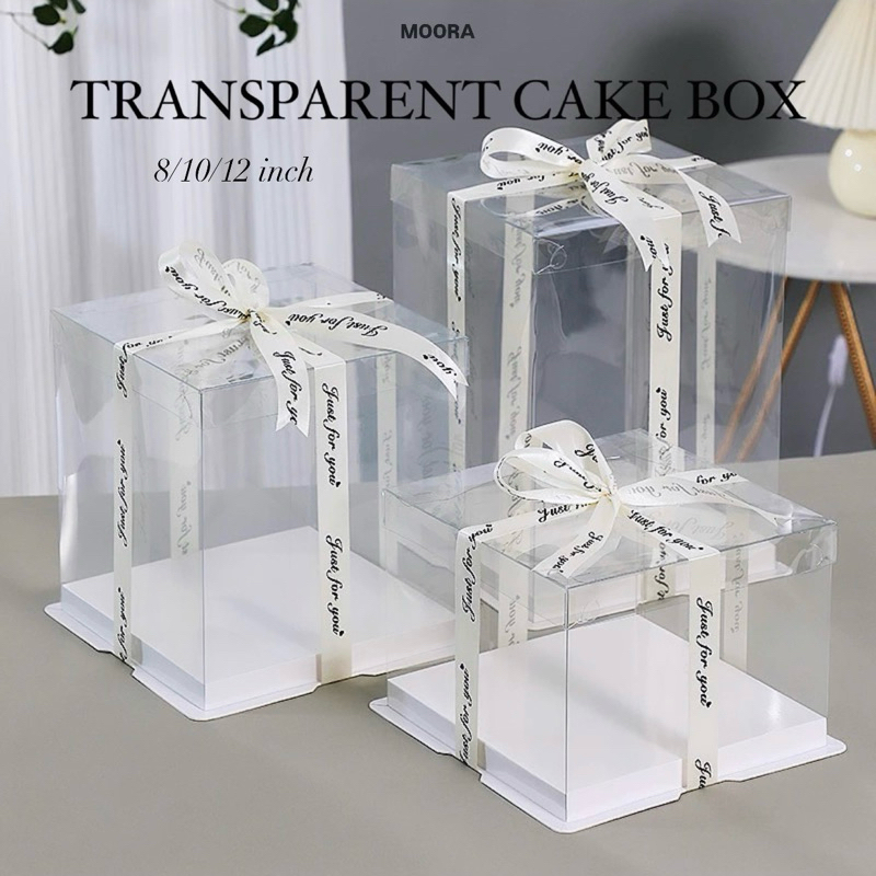 TRANSPARENT CAKE BOX 6/8/10 inch Kotak Kek Hantaran Transparent Cake ...