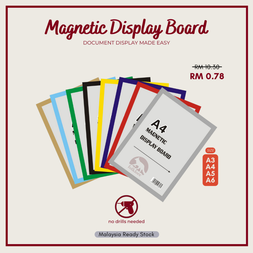 A3/A4/A5/A6 Magnetic Display Board Wall Stick Frame Photo Certificate Office Adhesive Wall Sheet ...