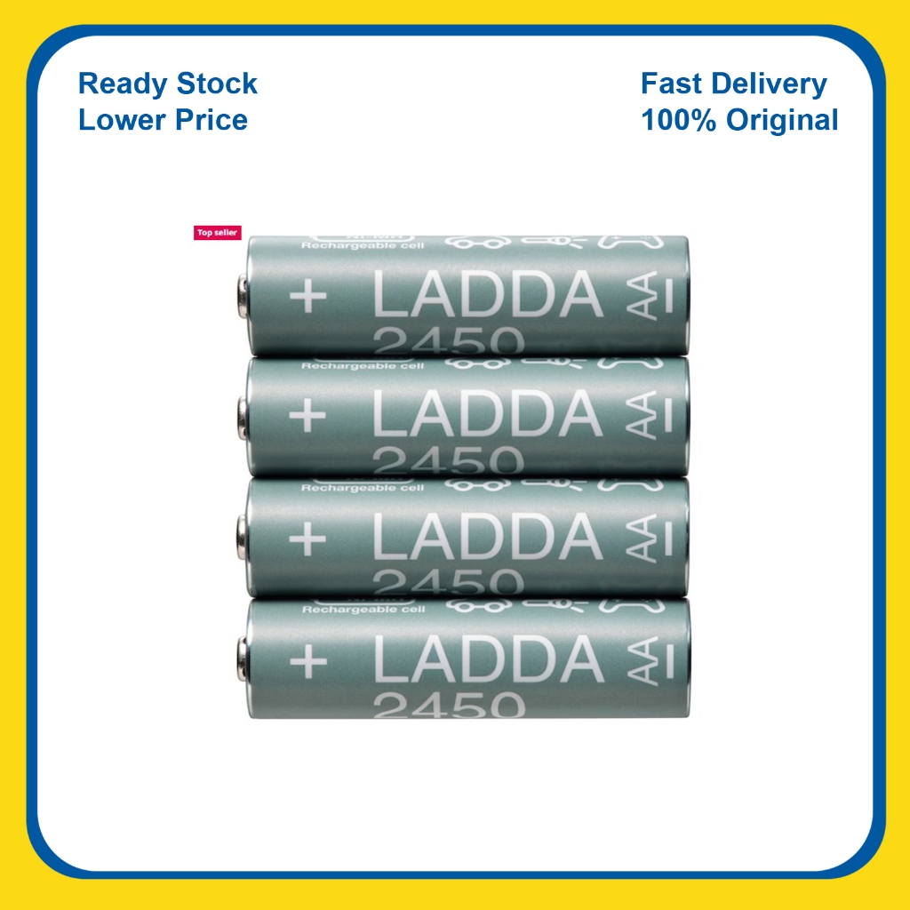 IKEA LADDA RECHARGEABLE BATTERY HR06 AA 1.2V, 2450mAh - 4pcs | Shopee ...