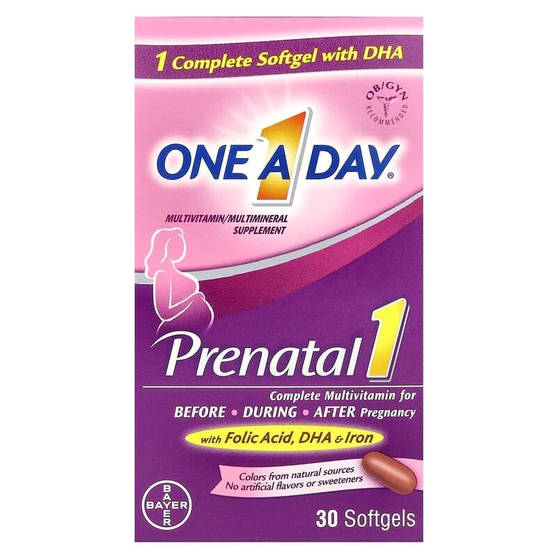 One-A-Day, Prenatal 1 with Folic Acid, DHA & Iron, Multivitamin ...