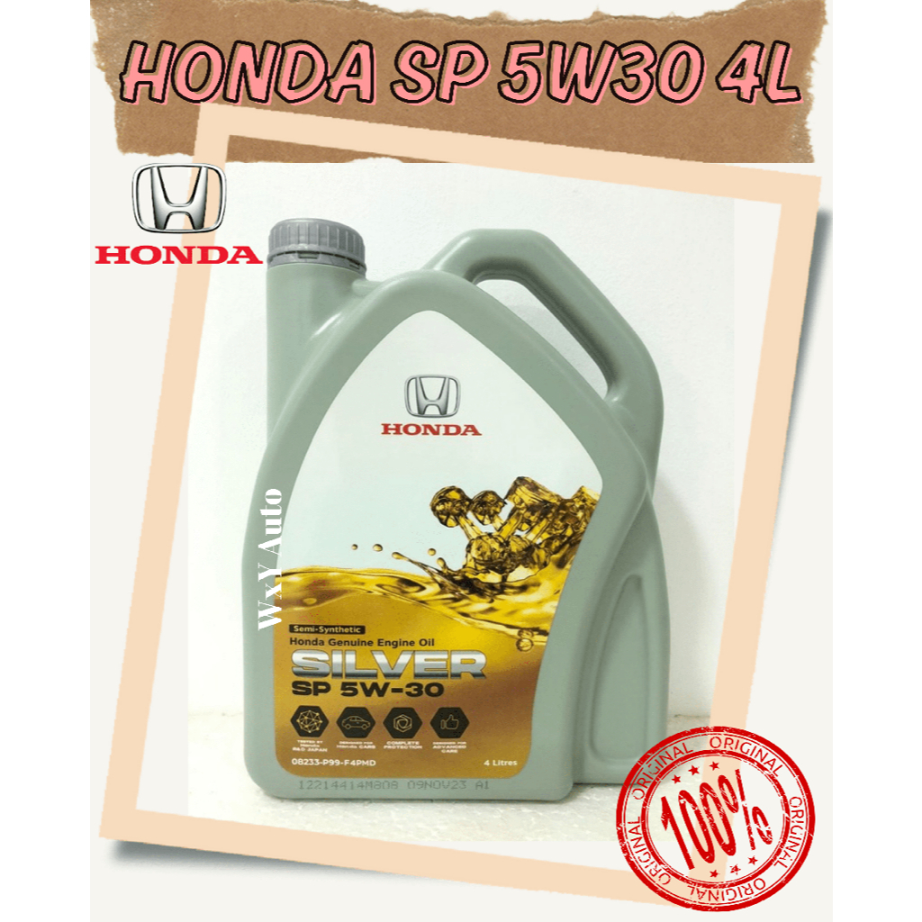 HONDA GENUINE SEMI SYNTHETIC ENGINE 5W30 (5W-30) ENGINE OIL 4L ...