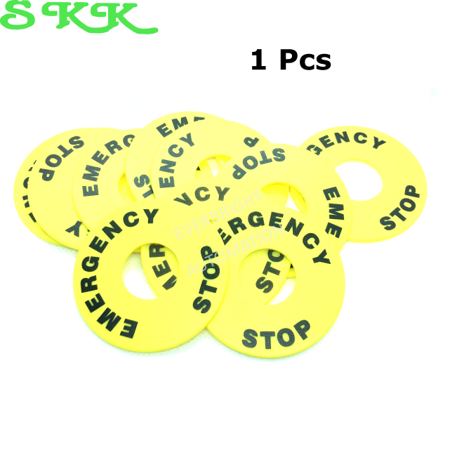 Yellow Round Emergency Stop Label Warning Ring for 22mm XB4 LA38 LA39 ...