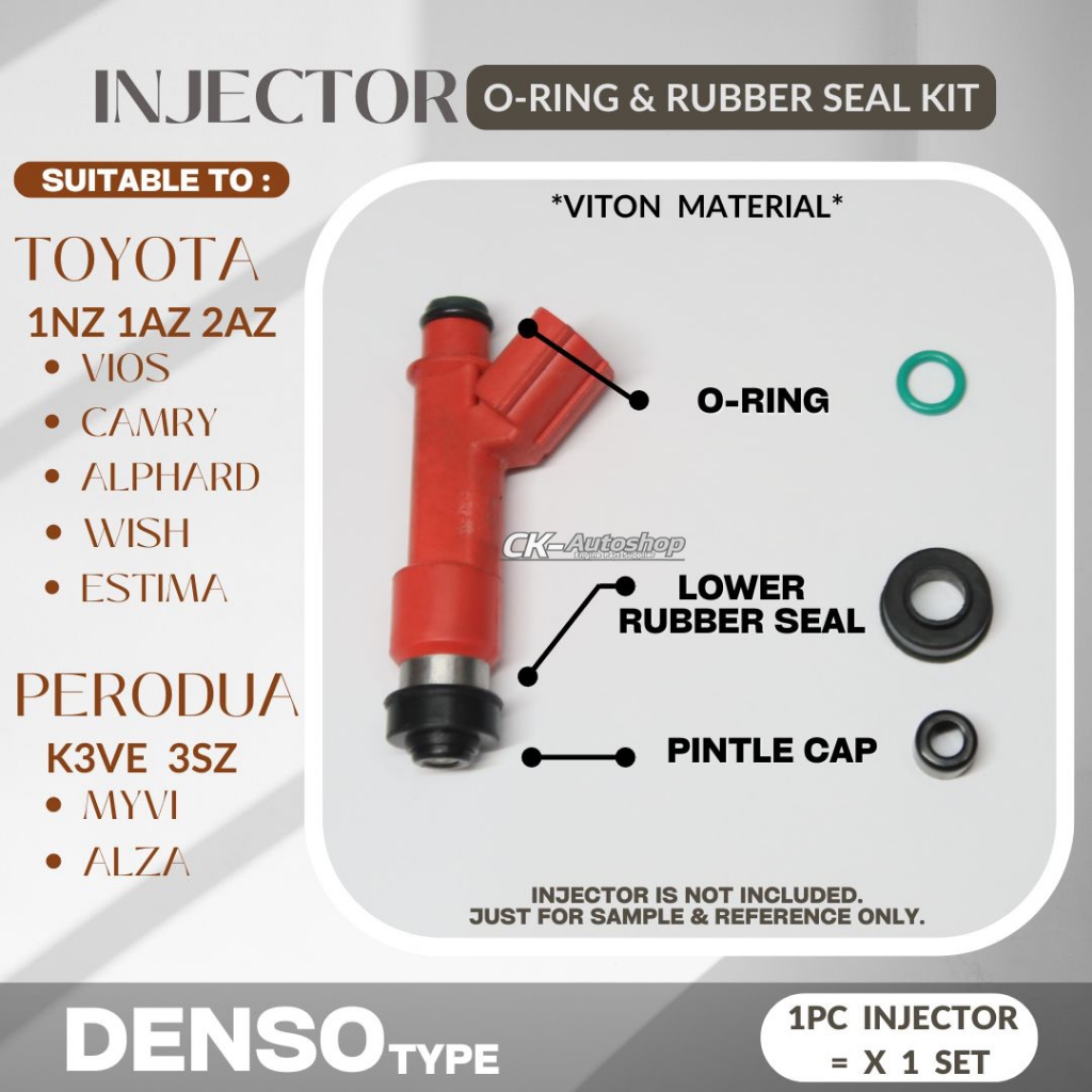 TOYOTA 1NZ 1AZ 2AZ PERODUA K3VE 3SZ ( Injector Oil Ring Rubber Seal kit ...