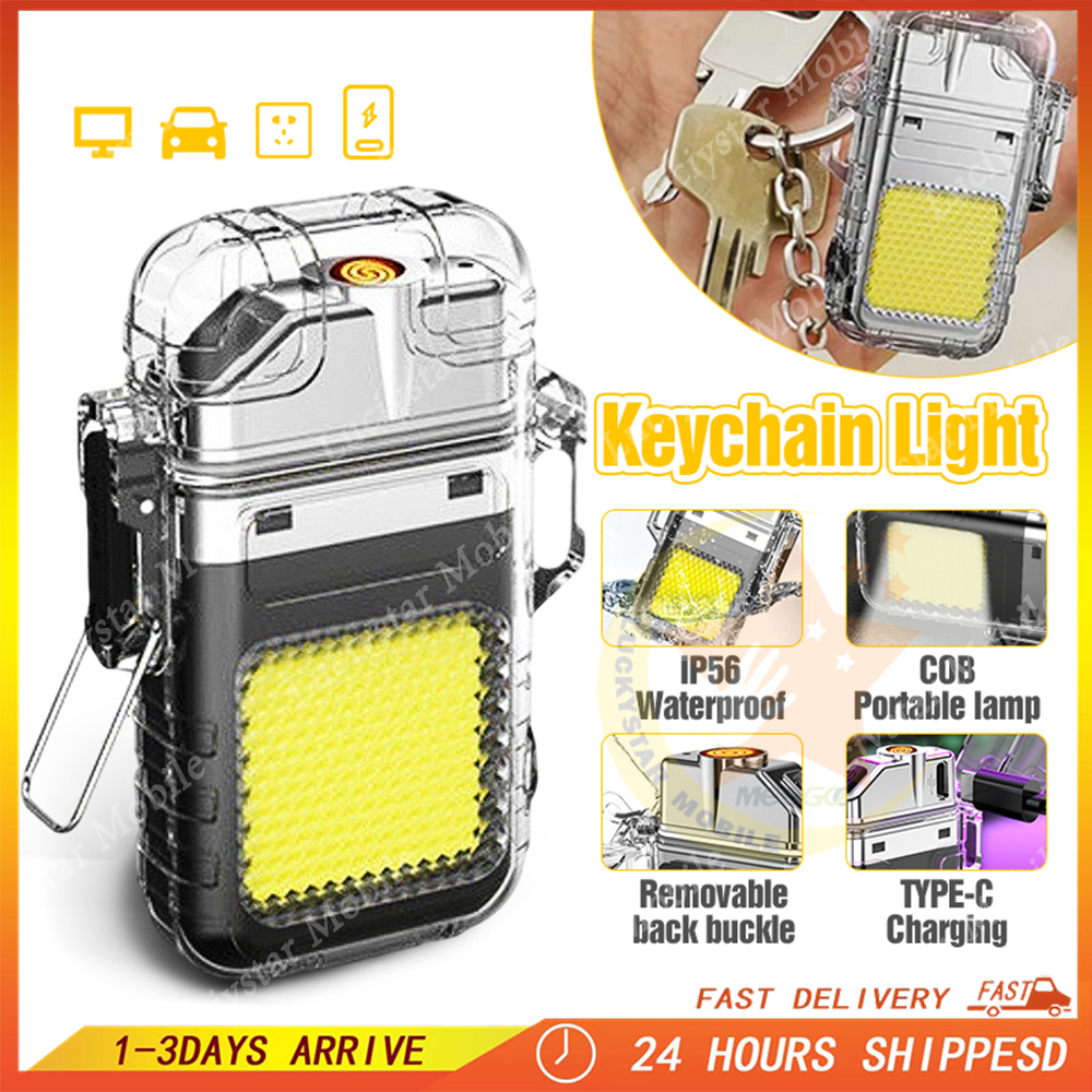 Keychain Light COB 2in1 Flashlights Lighter Rechargeable Mini Lampu ...