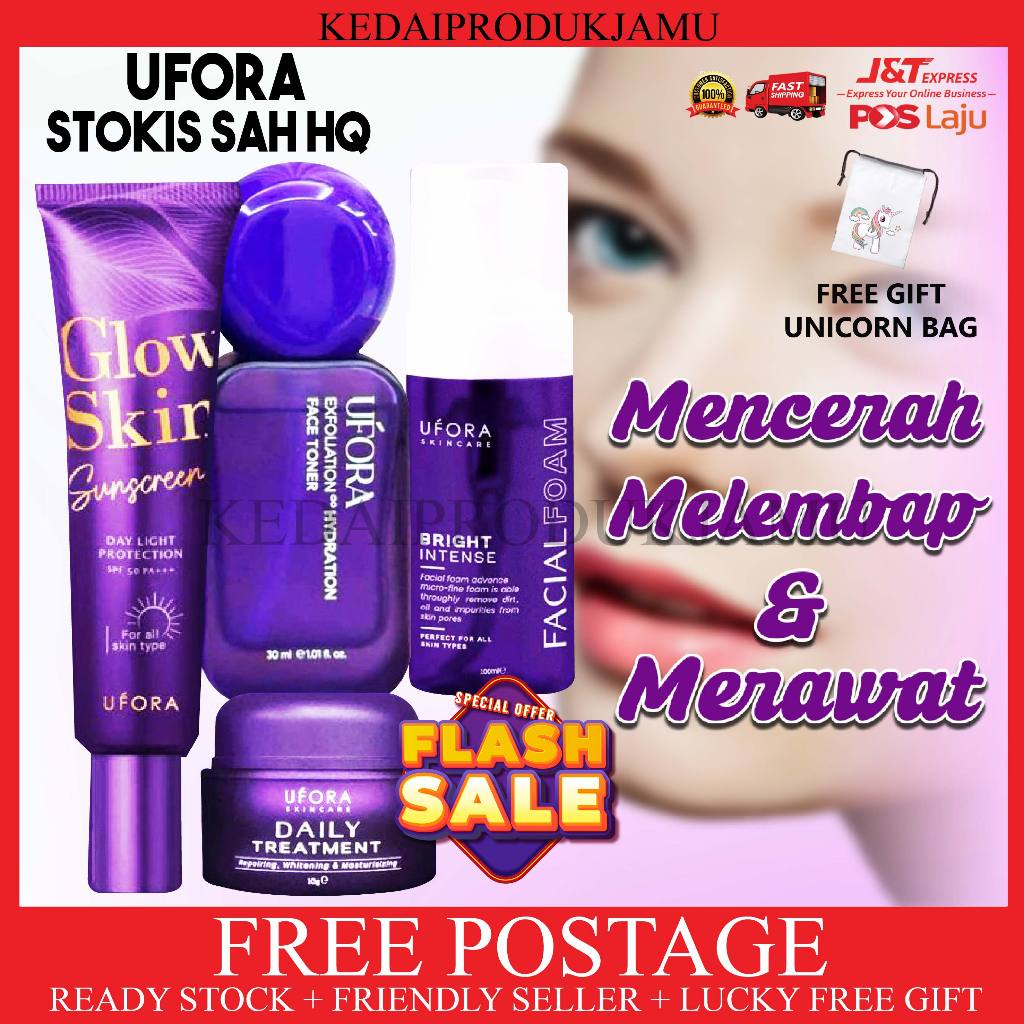 (ORIGINAL HQ) UFORA Skincare Full Set glow series / sunscreen /facial ...