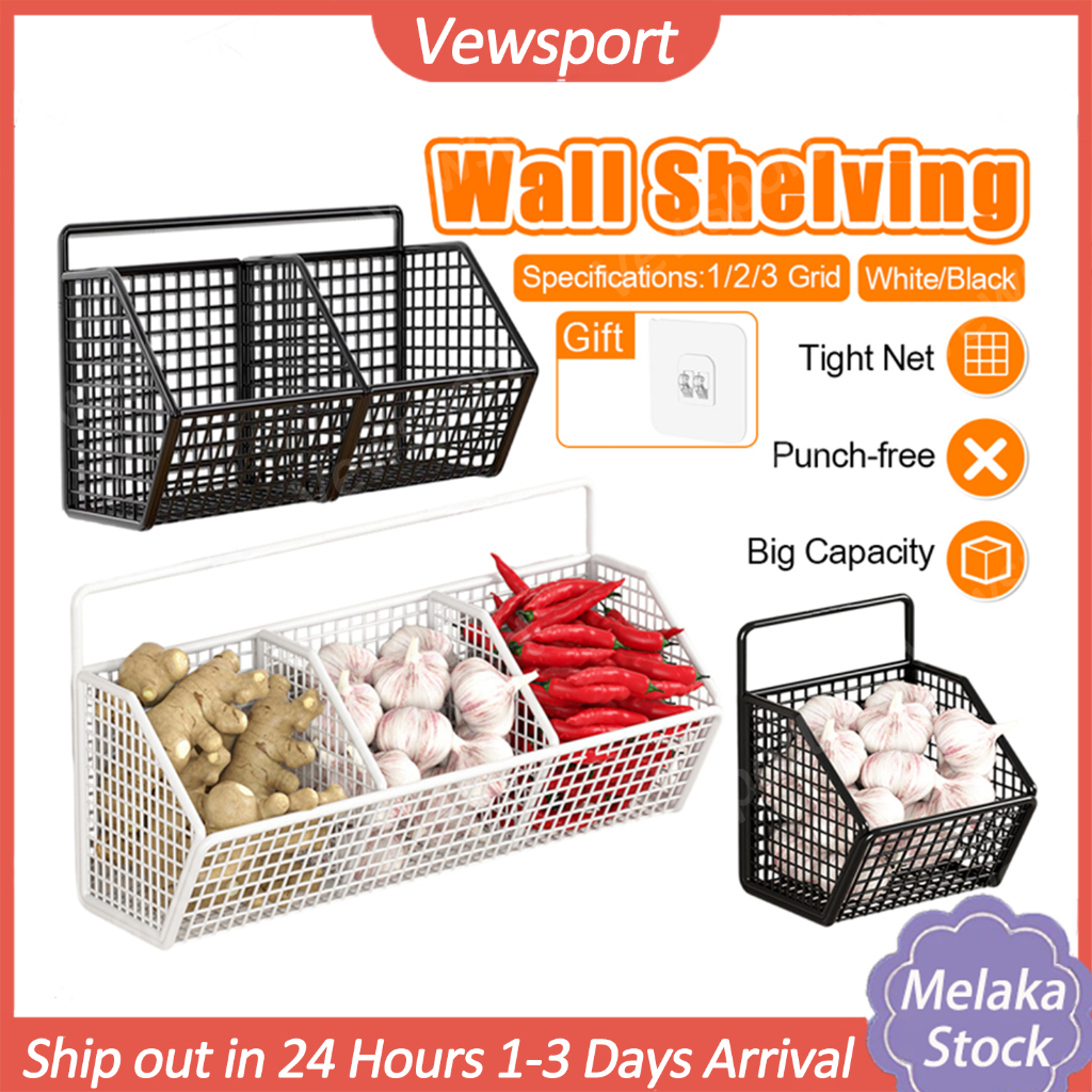 1/2/3 Grids Wall Mounted Onion Storage Basket Bekas Bawang Onion ...