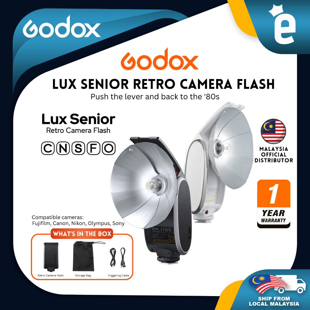Godox Lux Senior Retro Camera Flash 6000±200K GN14 1700mAh Speedlite ...