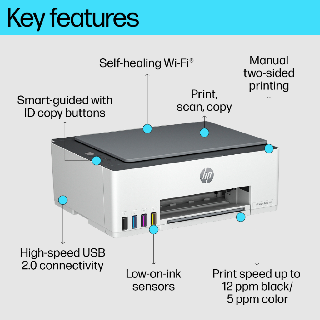 *PROMO* HP DESKJET INK TANK 580 ALL-IN-ONE COLOR PRINTER (WIRELESS ...