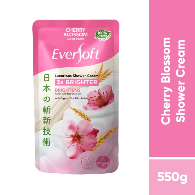 EVERSOFT Cherry Blossom Shower 550g | Sakura for Fair & Radiant Skin ...