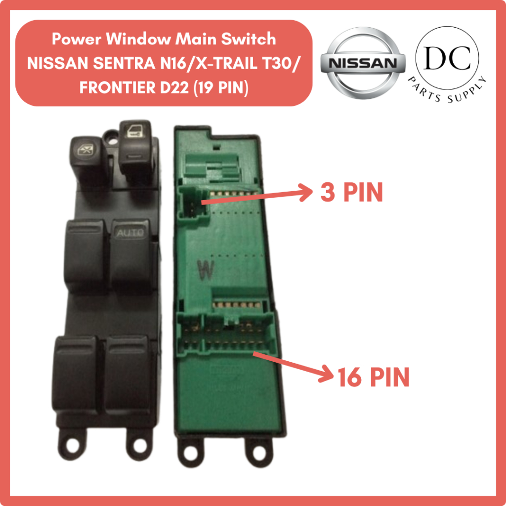 Nissan Sentra N16/X-Trail T30/Frontier D22 19 PIN Power Window Main ...