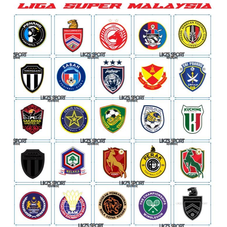 Liga Malaysia Club (A Baru) New HD Logo Iron On Badge MIX | Lencana | Lambang Kelab Liga ...