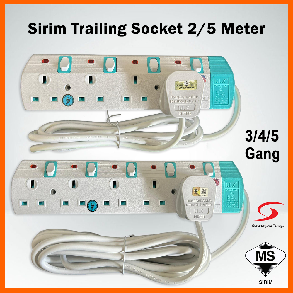 Sirim Trailing Socket Heavy Duty Extension Plug Universal Socket Multi ...