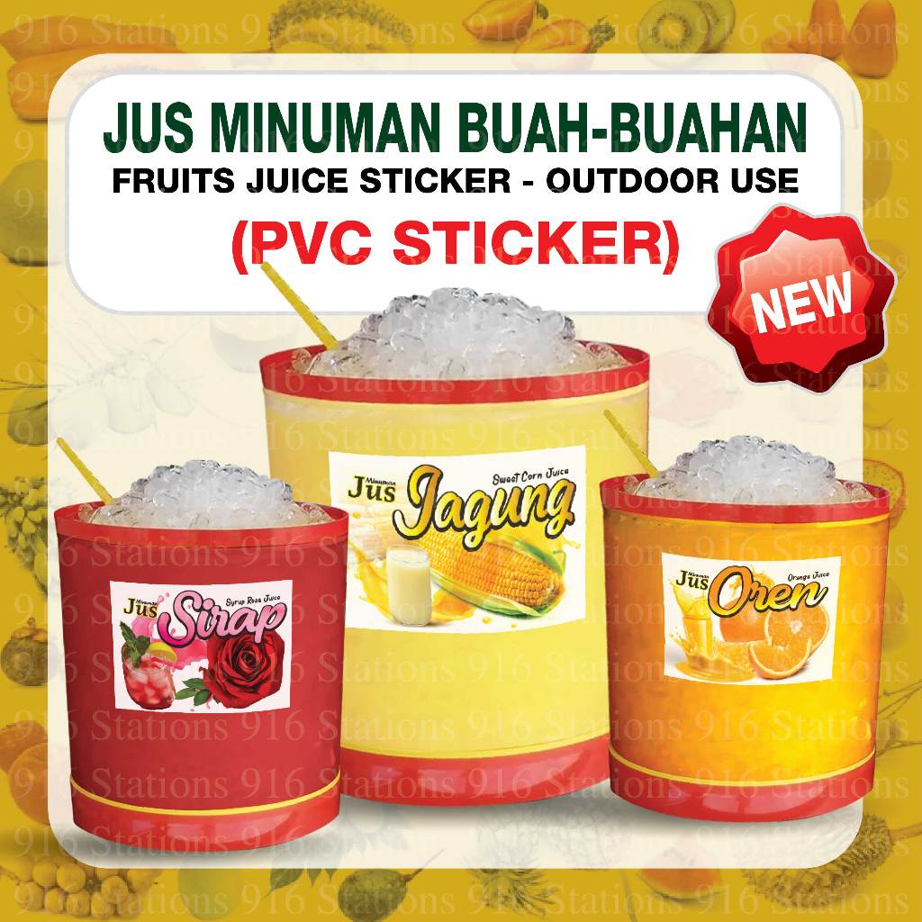 Fruits Juice Stickers / Jus Minuman Buah-Buahan / Air Balang Labels ...