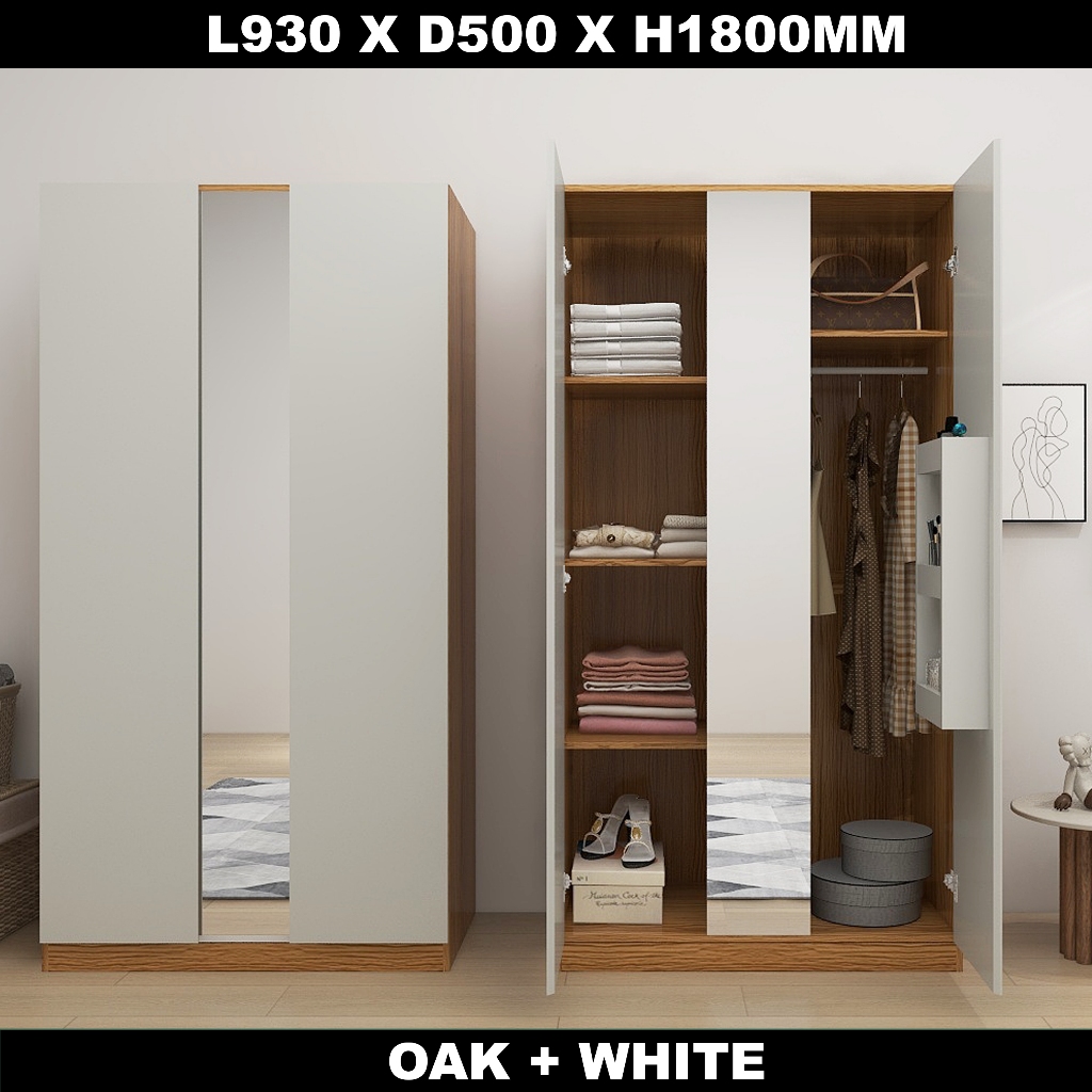 Sinchew XL Size 2 Door Mirrored Wardrobe with Dressing Stand / 2 Pintu ...