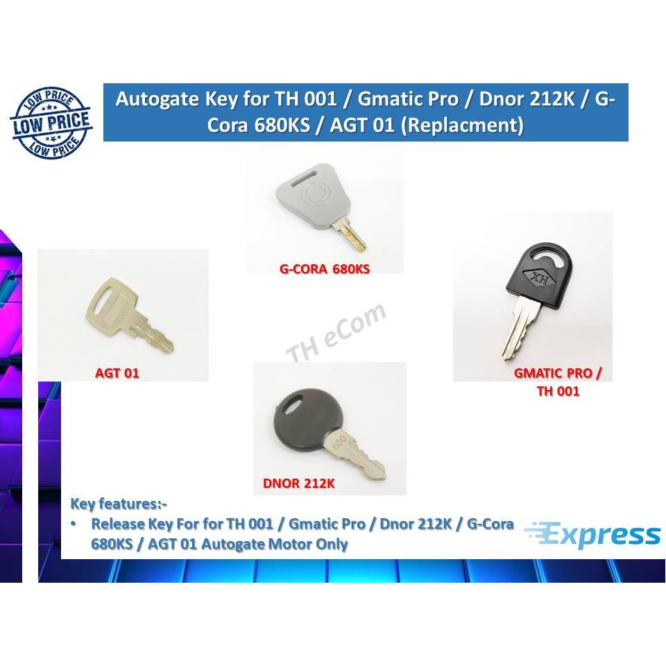 Autogate Release Key for GMATIC PRO / TH 001 / Dnor 212K / G-Cora 680KS ...