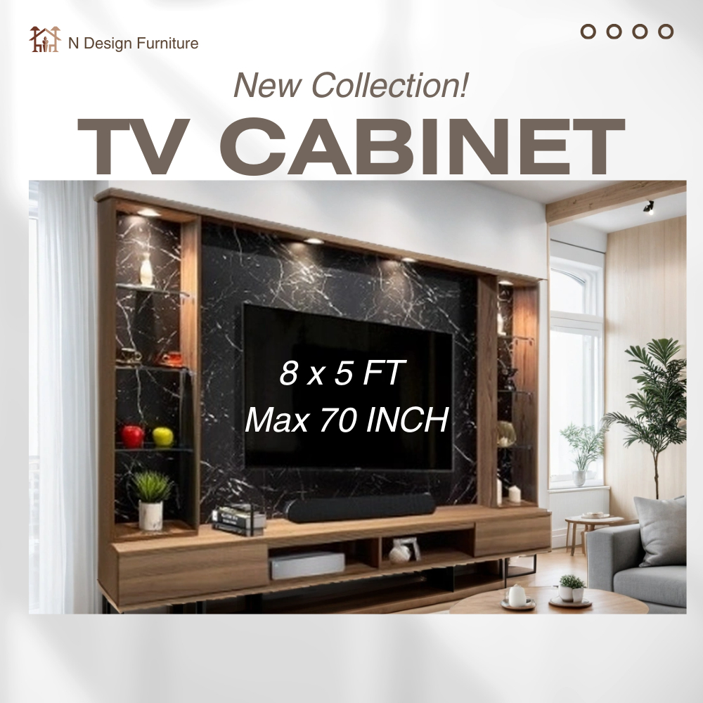 [N Design] 8 KAKI TV KABINET / 8ft Modern TV Cabinet / Wall Mounted Tv ...
