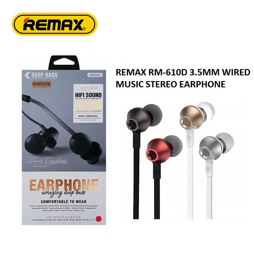 🌟 REMAX RM-610D🌟STEREO SOUND EARPHONE 👉🏻 3.5MM 👉🏻 IMPROVED NOISE ...
