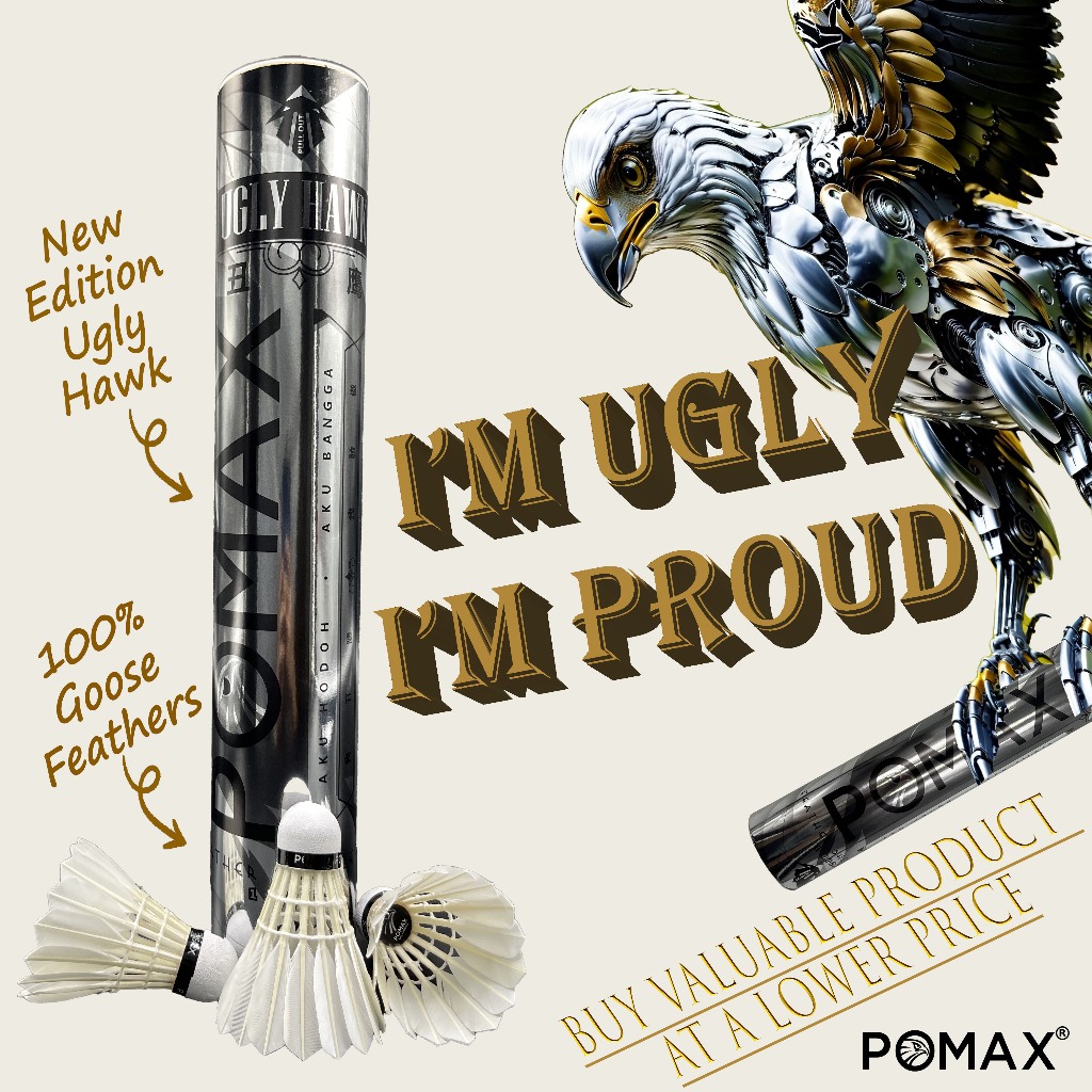 Pomax Ugly Hawk Badminton Feather Shuttlecock (Goose Feather Shuttle ...