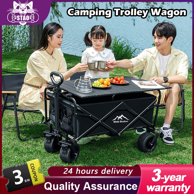 🔥300L🔥 Wagon Trolley heavy duty Foldable Trolley Outdoor Camping ...