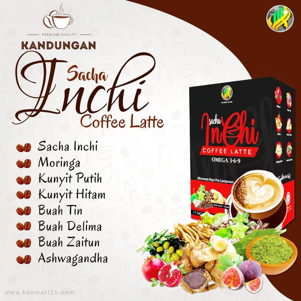KOPI SACHA INCHI COFFEE LATTE wt OMEGA 3-6-9 | SOLUSI CEF | Shopee Malaysia