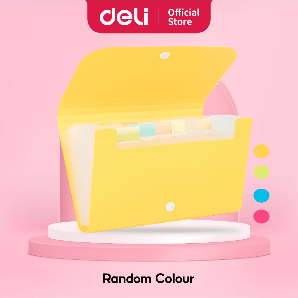 Deli 13 Pocket Folder with Labelling (A6) Button File Management ...