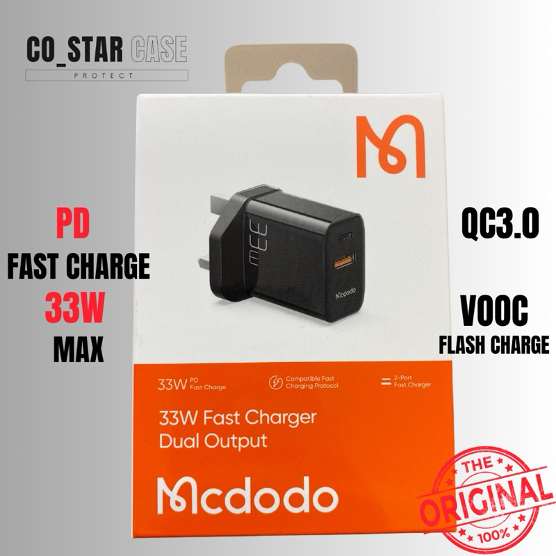 Mcdodo Fast ADAPTER 33W PD+QC Dual Port Fast Charging Support PD QC3.0 FCP AFC etc | Shopee Malaysia