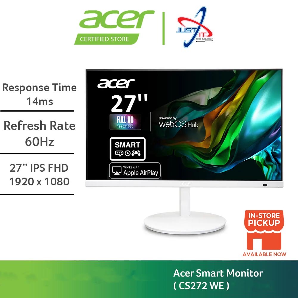 ACER CS272 WE 27" SMART MONITOR ( 27" IPS FHD / 14MS / 60HZ / HD MI ...