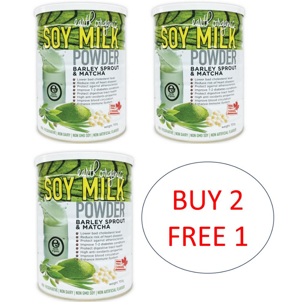 BUY 2 FREE 1 Earth Living Organic Barley Sprout & Matcha Soy Milk ...