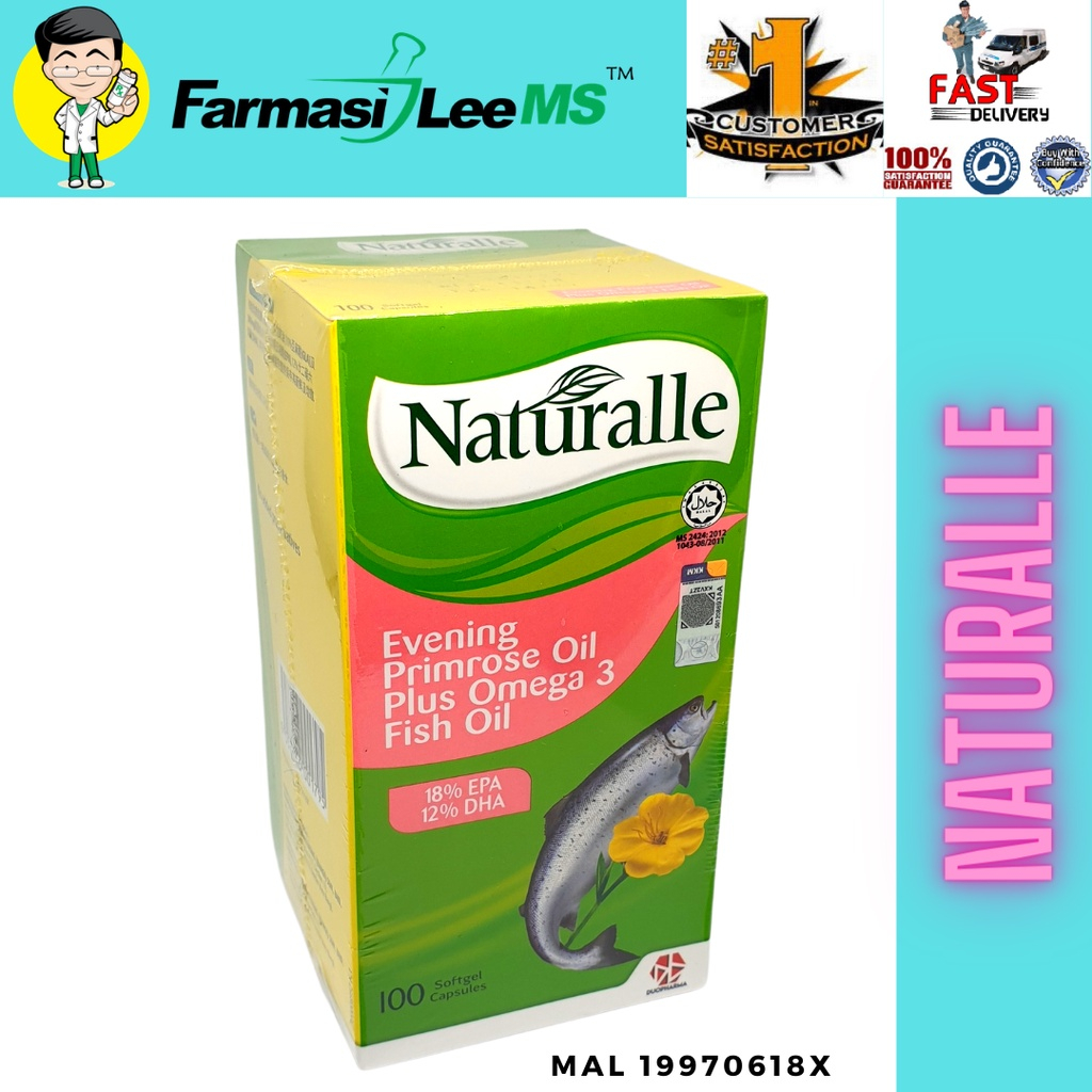 Naturalle EPO Evening Primrose Oil Plus Omega 3 Fish Oil 100 capsules ...