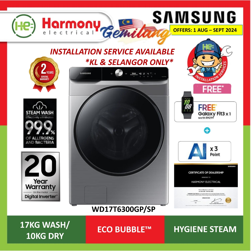 9.9 (FREE DELIVERY + INSTALL KL ) SAMSUNG 17KG/10KG Front Load ...
