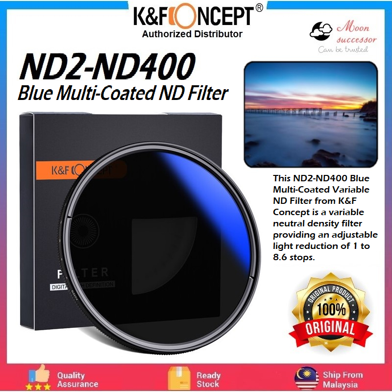 K&F ND2-ND400 Blue Coated Variable ND Filter Variable Neutral Density Filter Blue Coating Filter ...