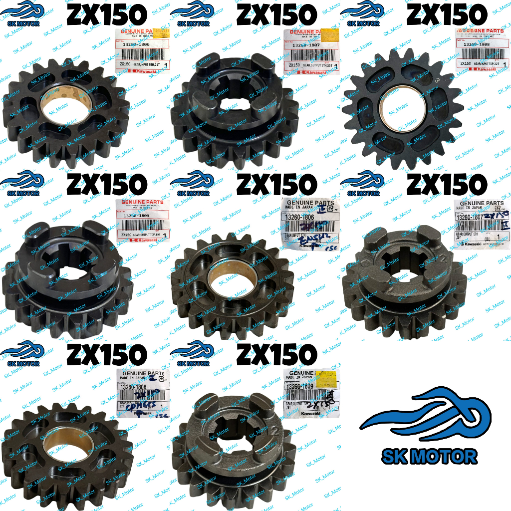 Kawasaki ZX150 ZX 150 Original Gear Input Output Top Engine Gear Box ...