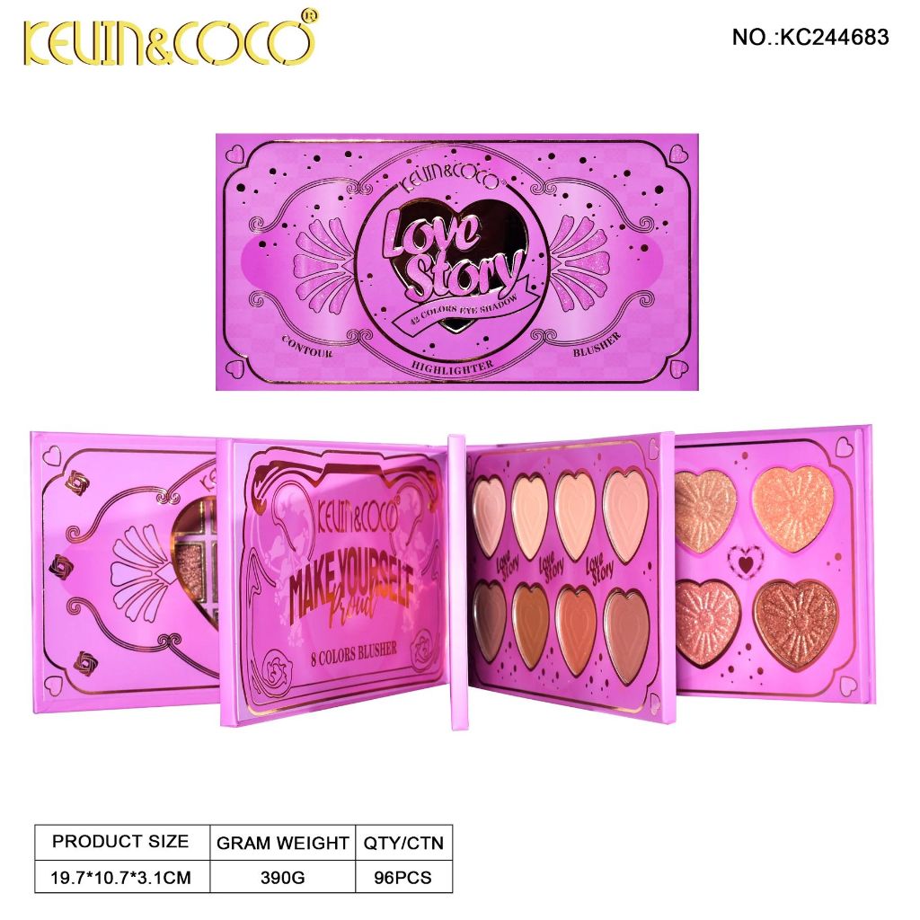 KEVIN&COCO 42 Colours Love Story Eyeshadow Palette Makeup Set Cosmetic ...