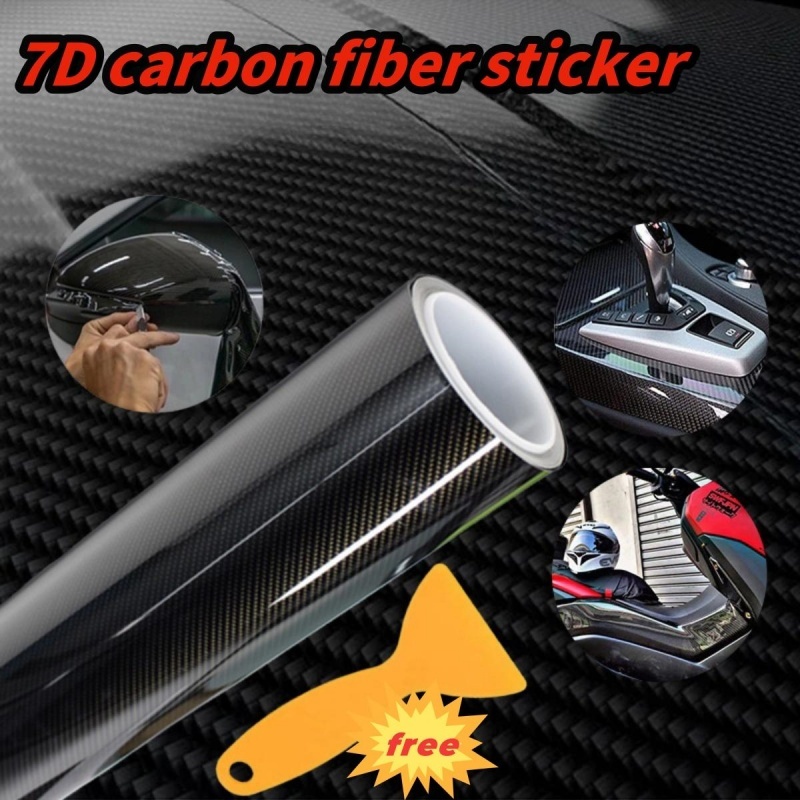 Car Vehicle 7D High Glossy Shiny Carbon Fiber Wrap Film Car Sticker ...