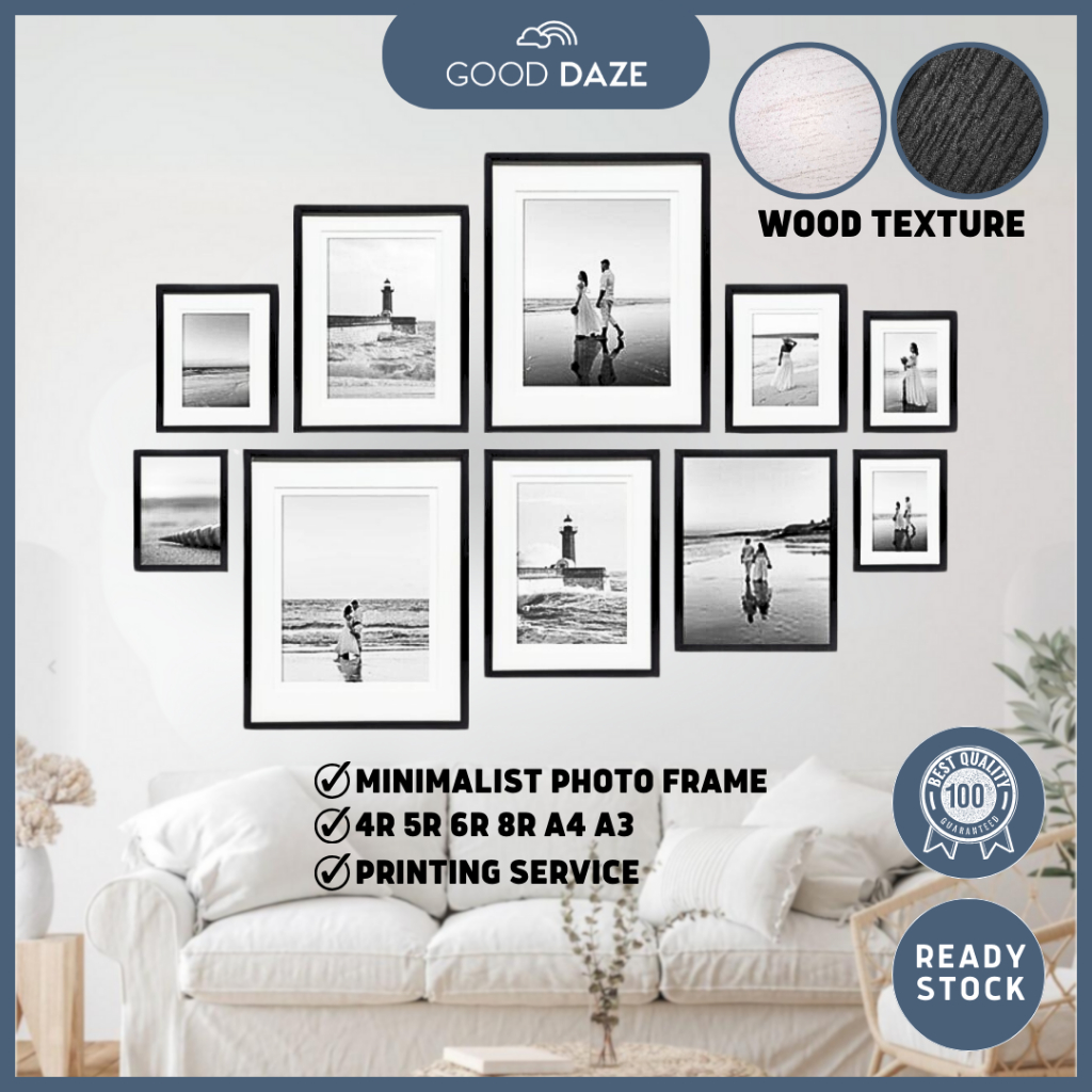 GOOD DAZE 4R Photo Frame Home Decor a3 Frame Bingkai Gambar Frame Gambar 相框架 Black Frame White ...