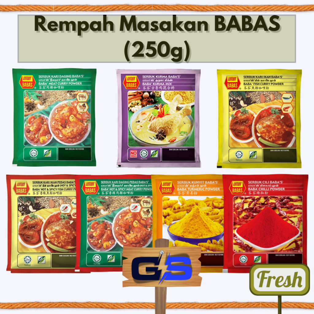 Babas Serbuk Rempah Kari Ikan Daging Fish Curry Powder 250g [Kunyit ...