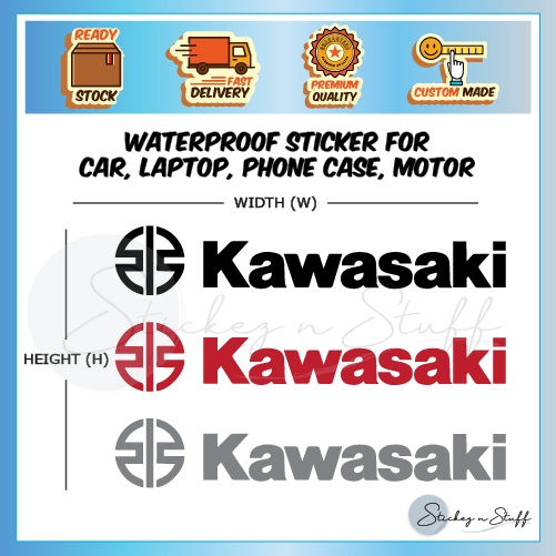 Kawasaki Word Round Logo Sticker River Mark Reflective Stiker Racing ...