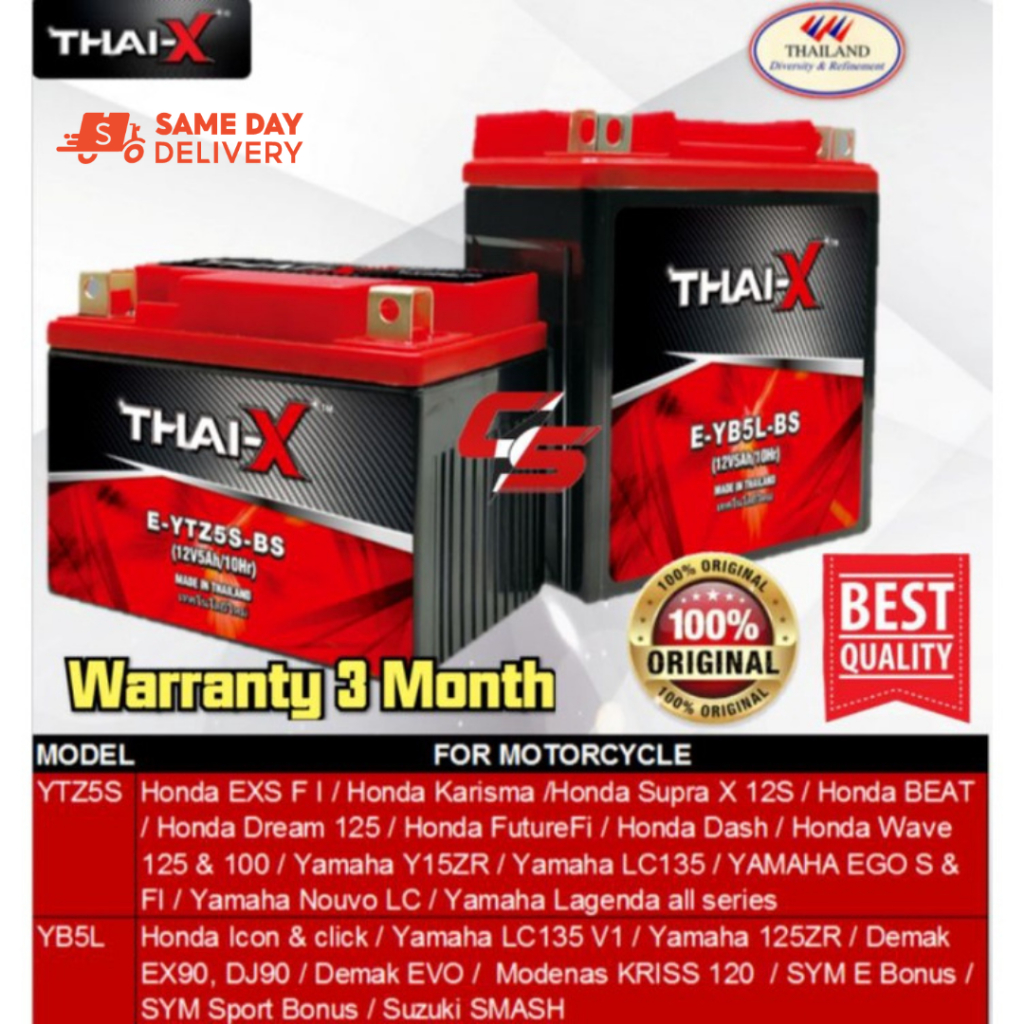 Thai X Motor Battery Bateri YTZ5 YB5L YB3L Y15ZR Y15 LC135 Lagenda ...