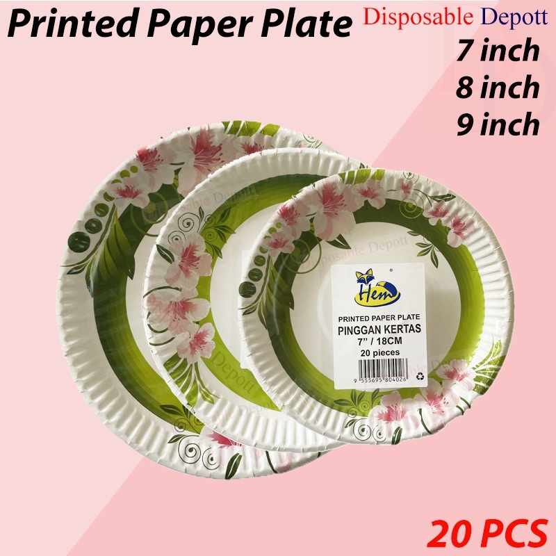 Printed Paper Plate Party Disposable /Pinggan Kertas bercorak /Flower ...
