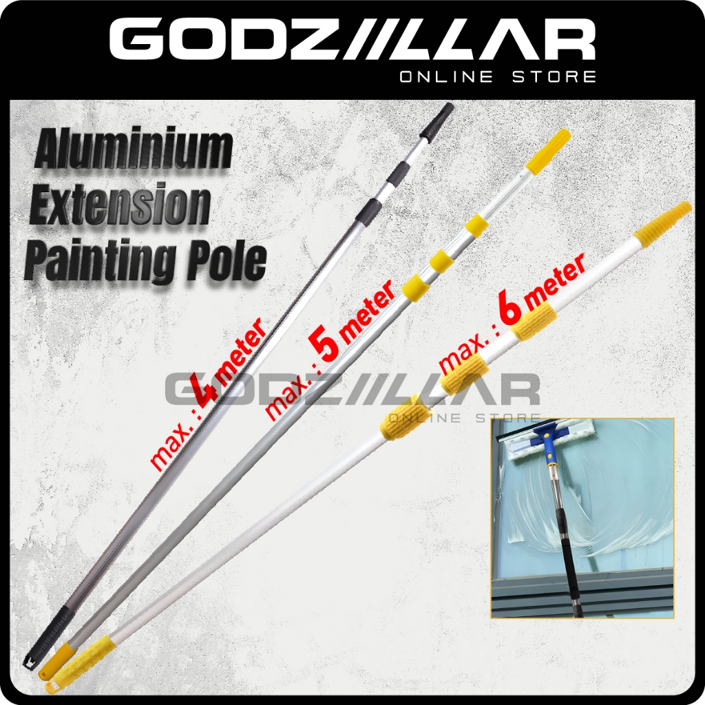 (4m/5m/6m) Aluminium Telescopic Extension Pole Painting Roller Rod ...