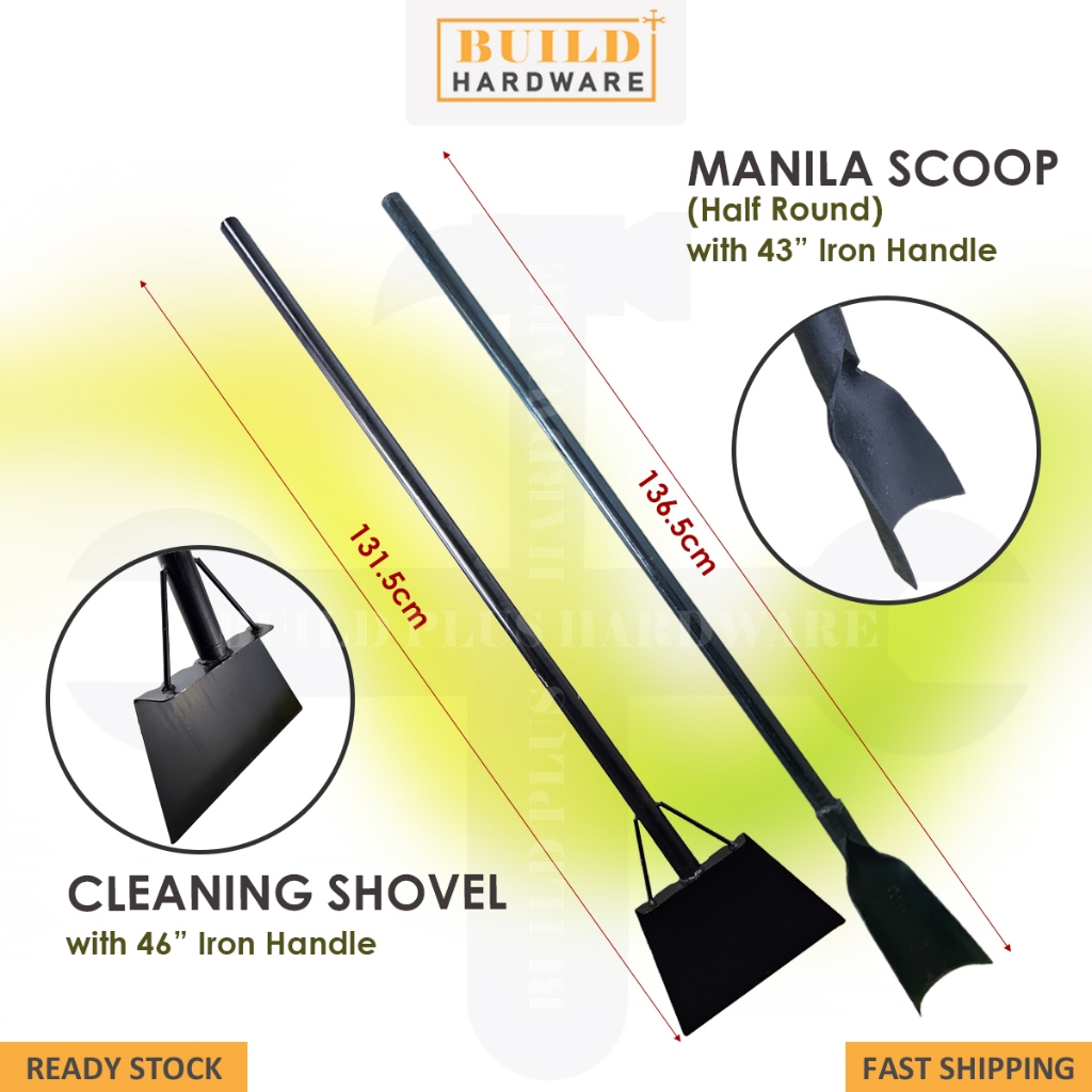 Manila Scoop (Half Round) / Cleaning Shovel with Iron Handle 铁柄马里丈（半圆 ...