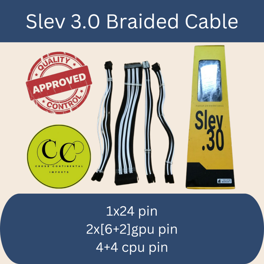 Aigo SLEV.30 Premium Pre-Braided PSU Sleeved Extension Cables Kit (30cm ...