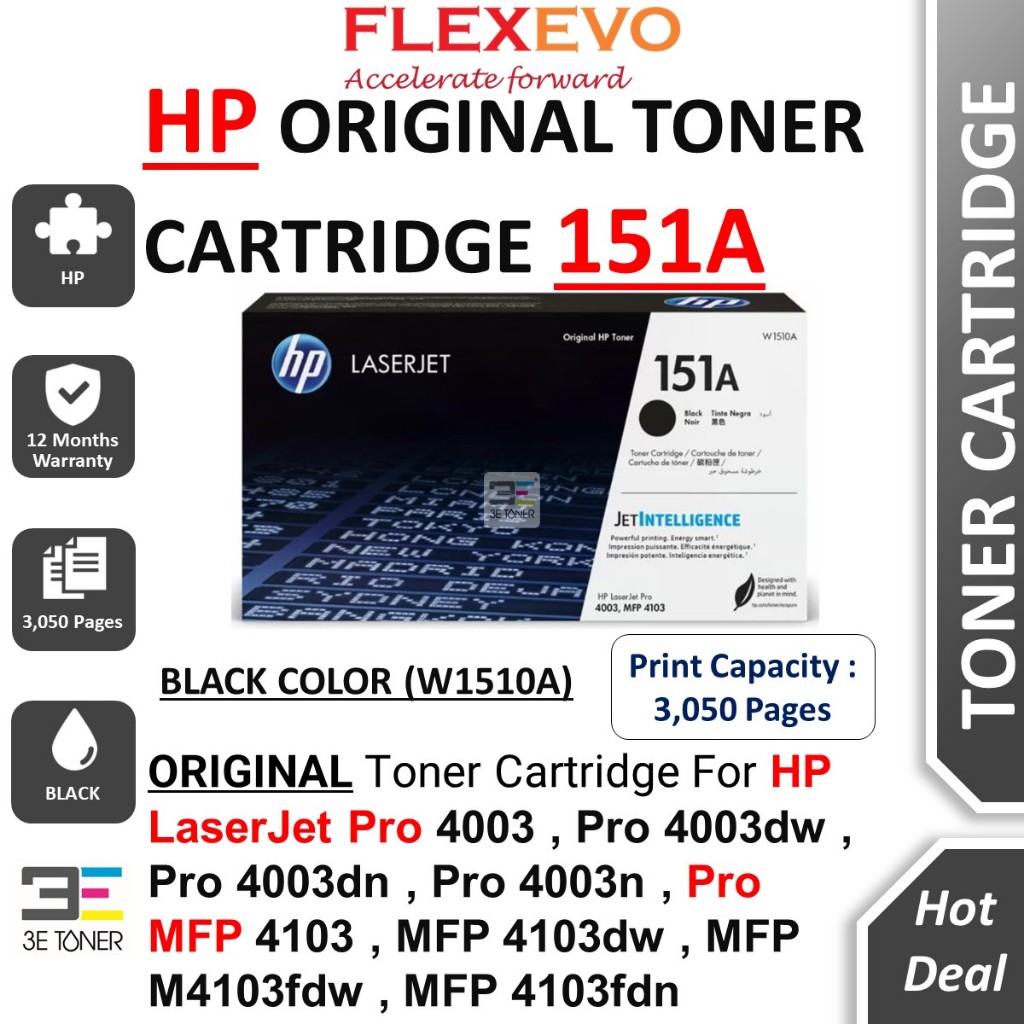Original HP 151A 151 151A W1510A Black Toner Cartridge for Pro 4003 ...