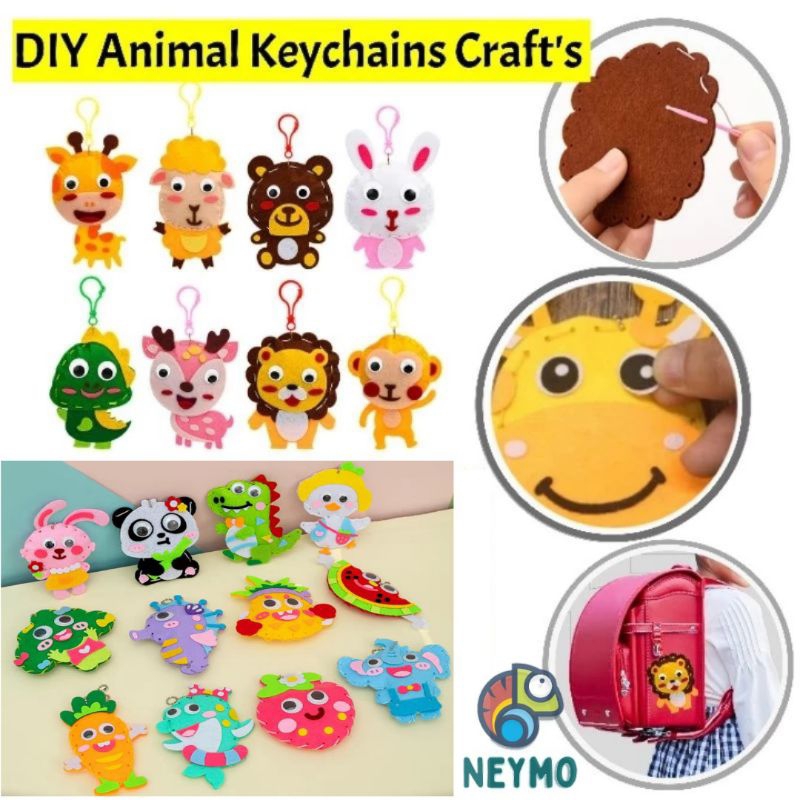 Diy Non Woven Animals Keychain Cute Kids Handmade Sewing Art Crafts ...