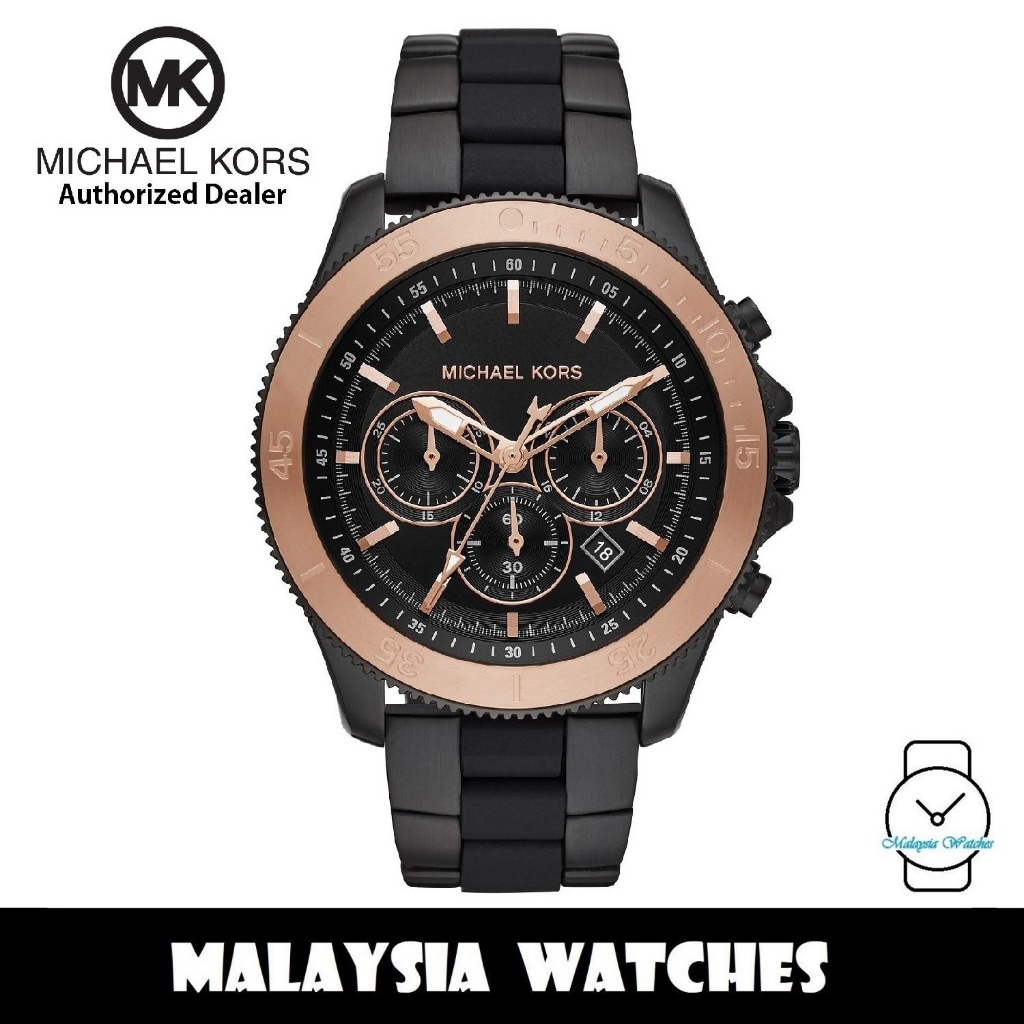 100 Ori MICHAEL KORS Men s MK8666 Theroux Chronograph Black Bracelet Watch 2 Years MK Warranty Shopee Malaysia