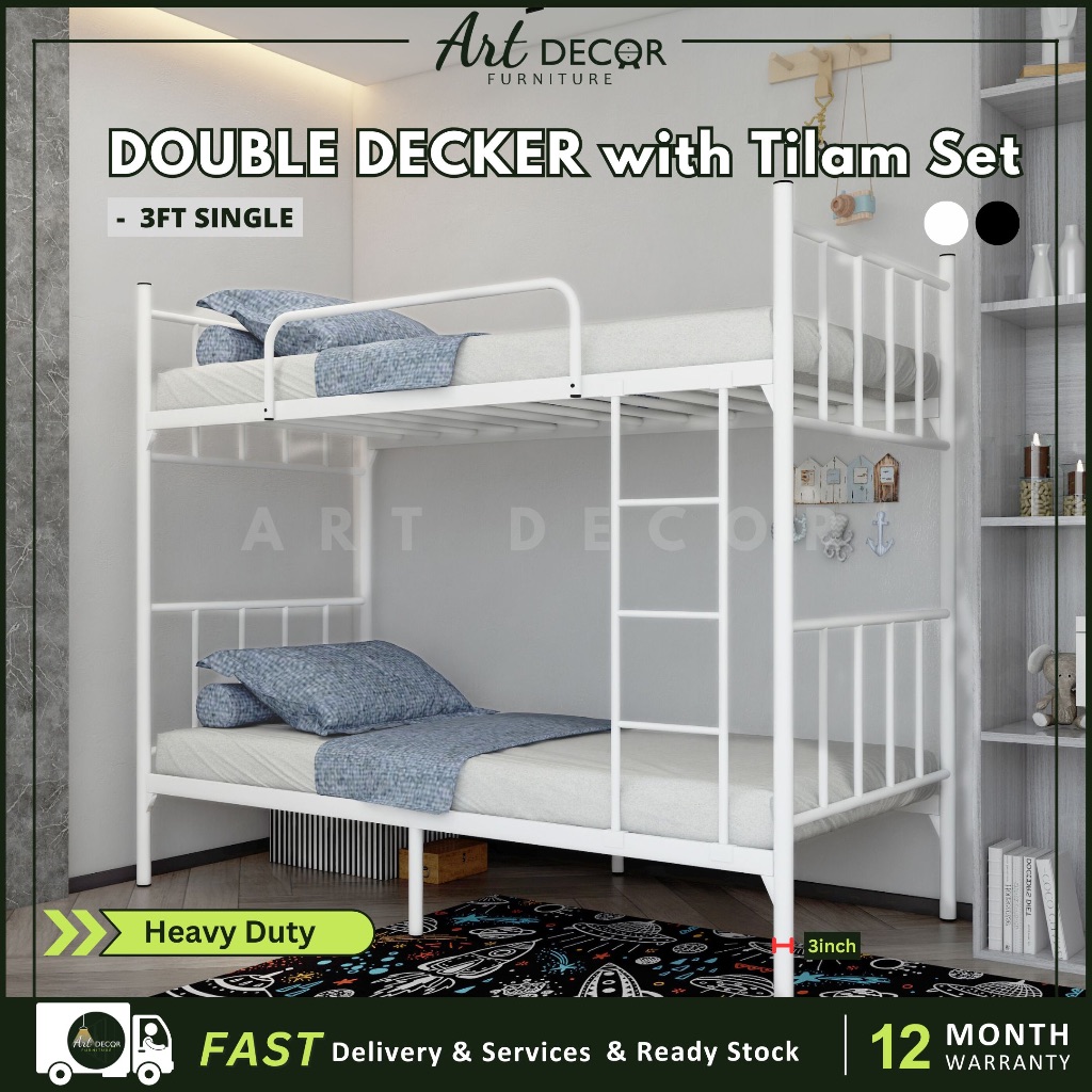 🔥READY STOCK🔥Quality Double Decker Heavy Duty Katil Besi with tilam ...